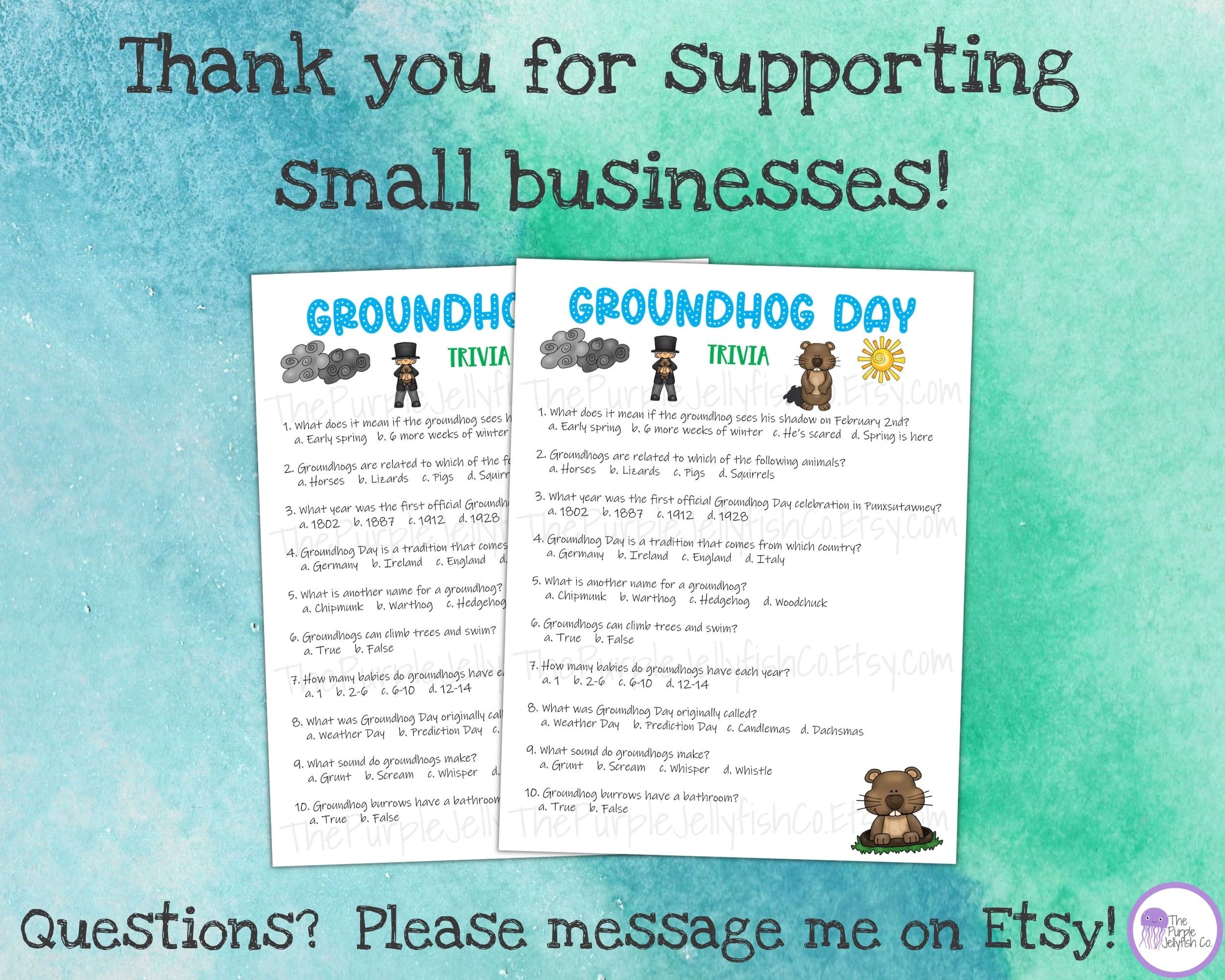 Groundhog Day Trivia Game, Printable Groundhog Day Game for Kids ...