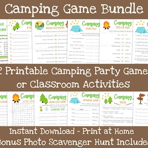 Camping Games Bundle, Fun Camping Games Printable, Camping Activities ...