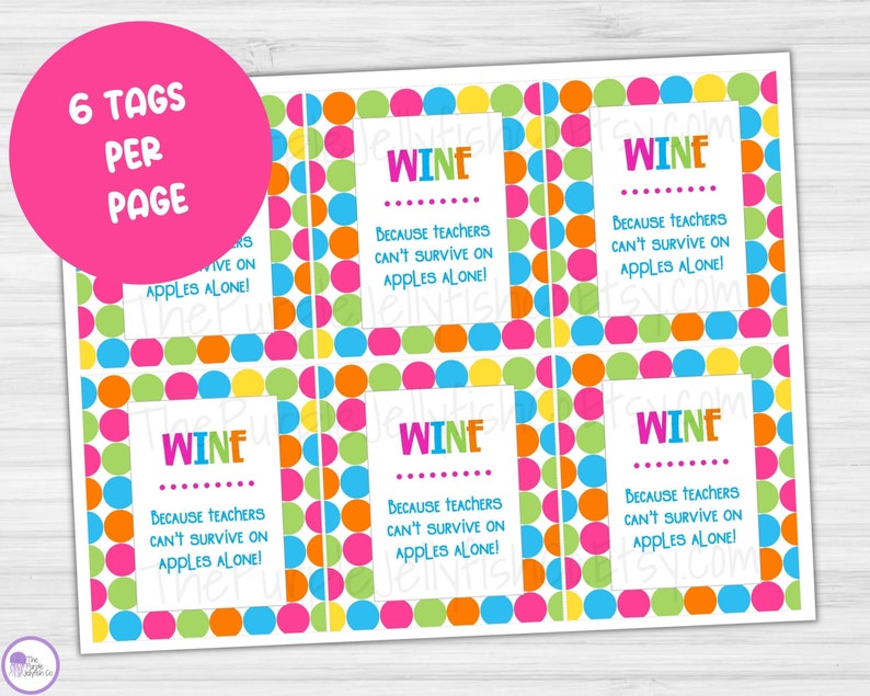Printable Teacher Wine Gift Tags, Funny Teacher Appreciation Gift ...
