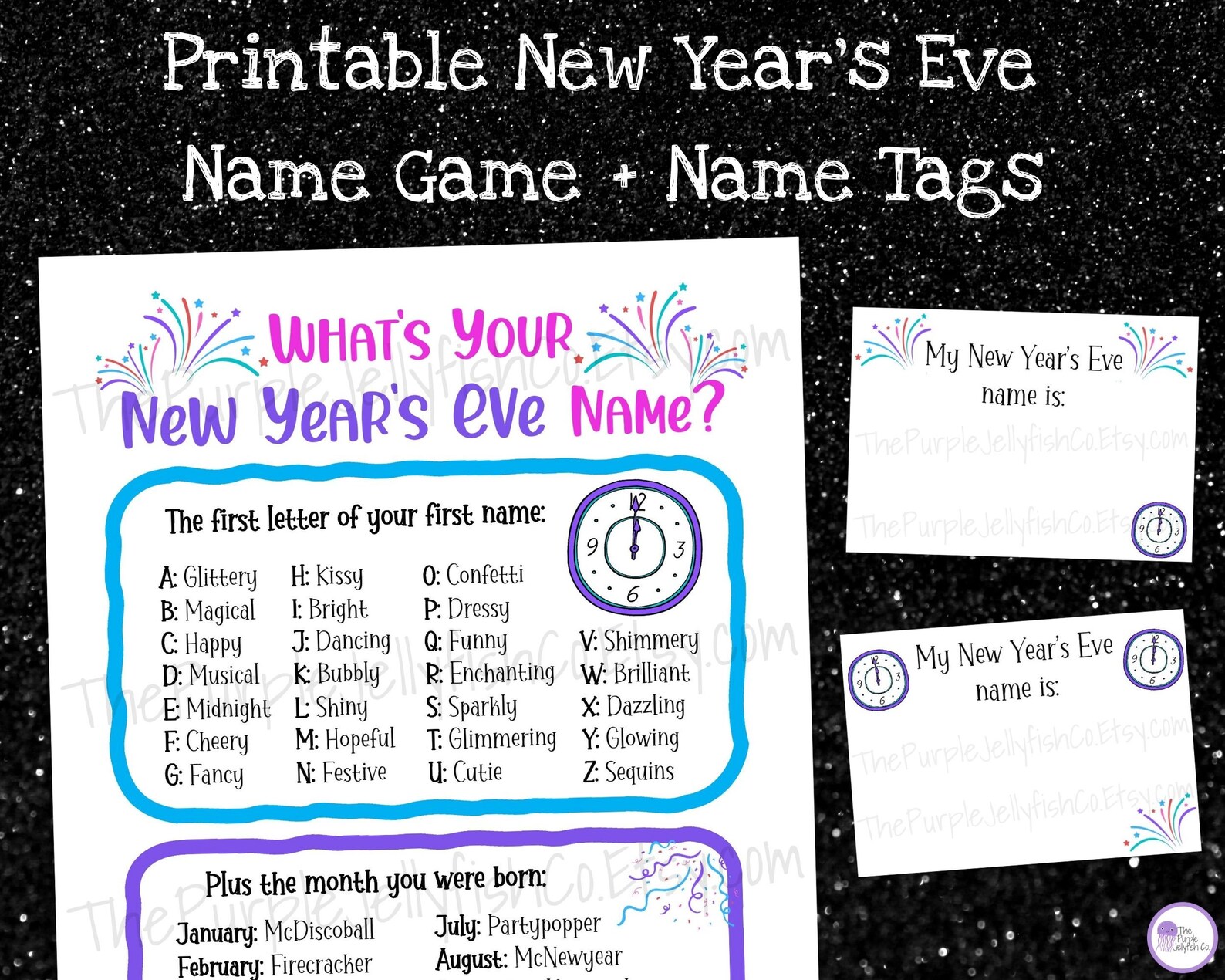 New Years Eve Game for Kids, What's Your Name Game, Family New Years ...