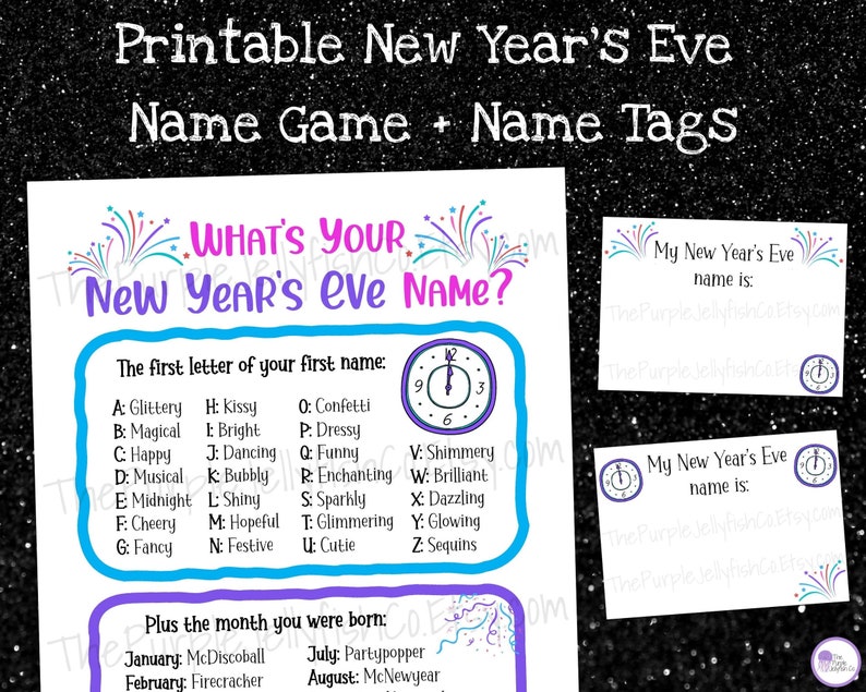 New Years Eve Game for Kids, What's Your Name Game, Family New Years ...