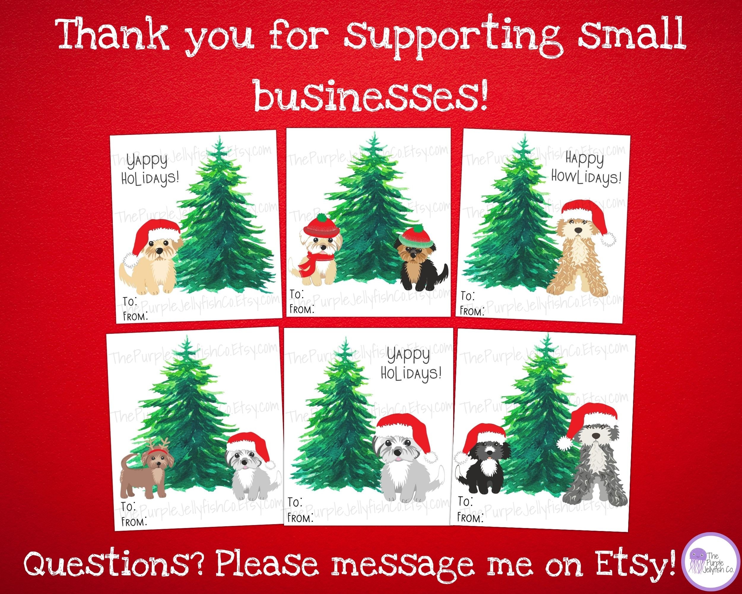 Dog Christmas Gift Tags, Printable Christmas Gift Tags, Holiday Favor ...