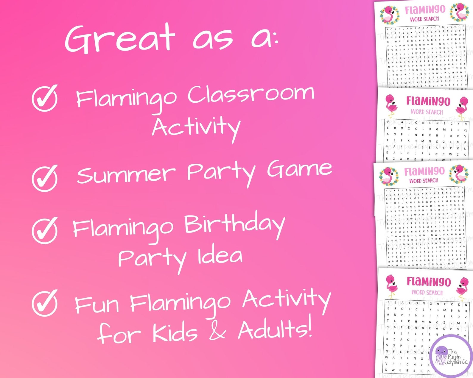 Flamingo Word Search Puzzle Printable Game for Kids & Adults, Flamingo ...