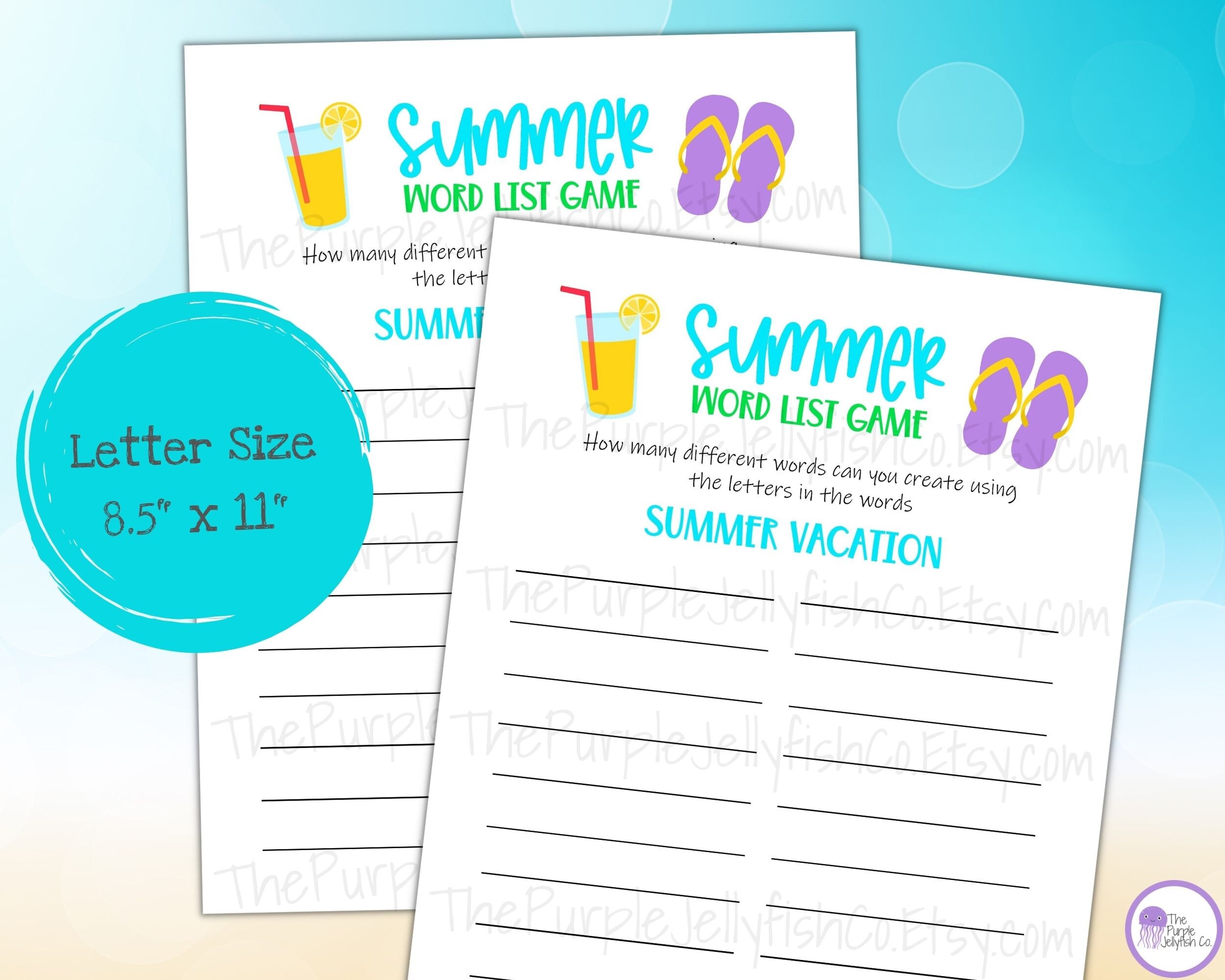 Summer Word Game, Summer Activity for Kids Printable, Summer Party Idea ...