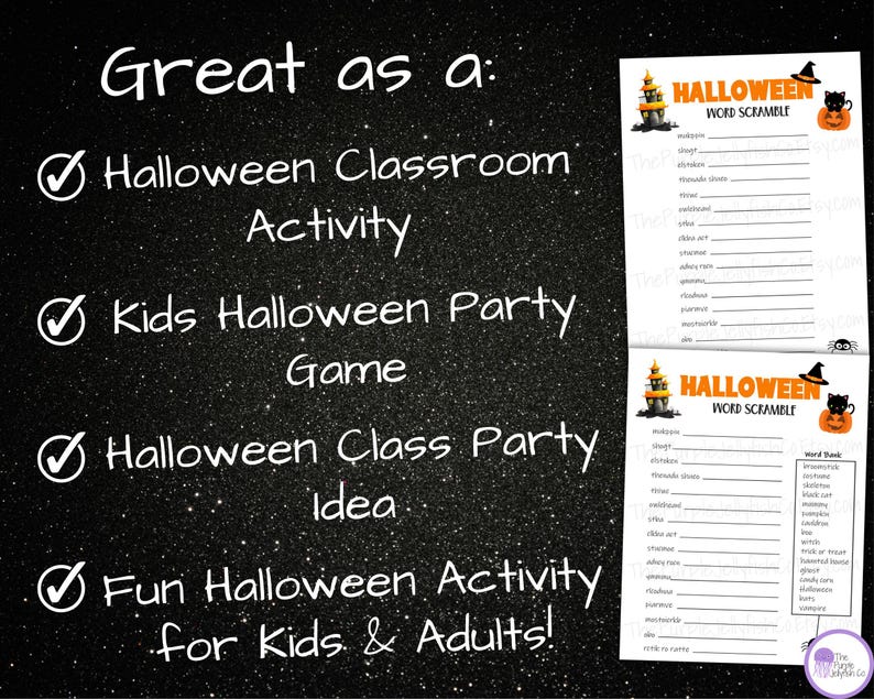 Halloween Word Scramble Game Printable Halloween Activity for Kids ...