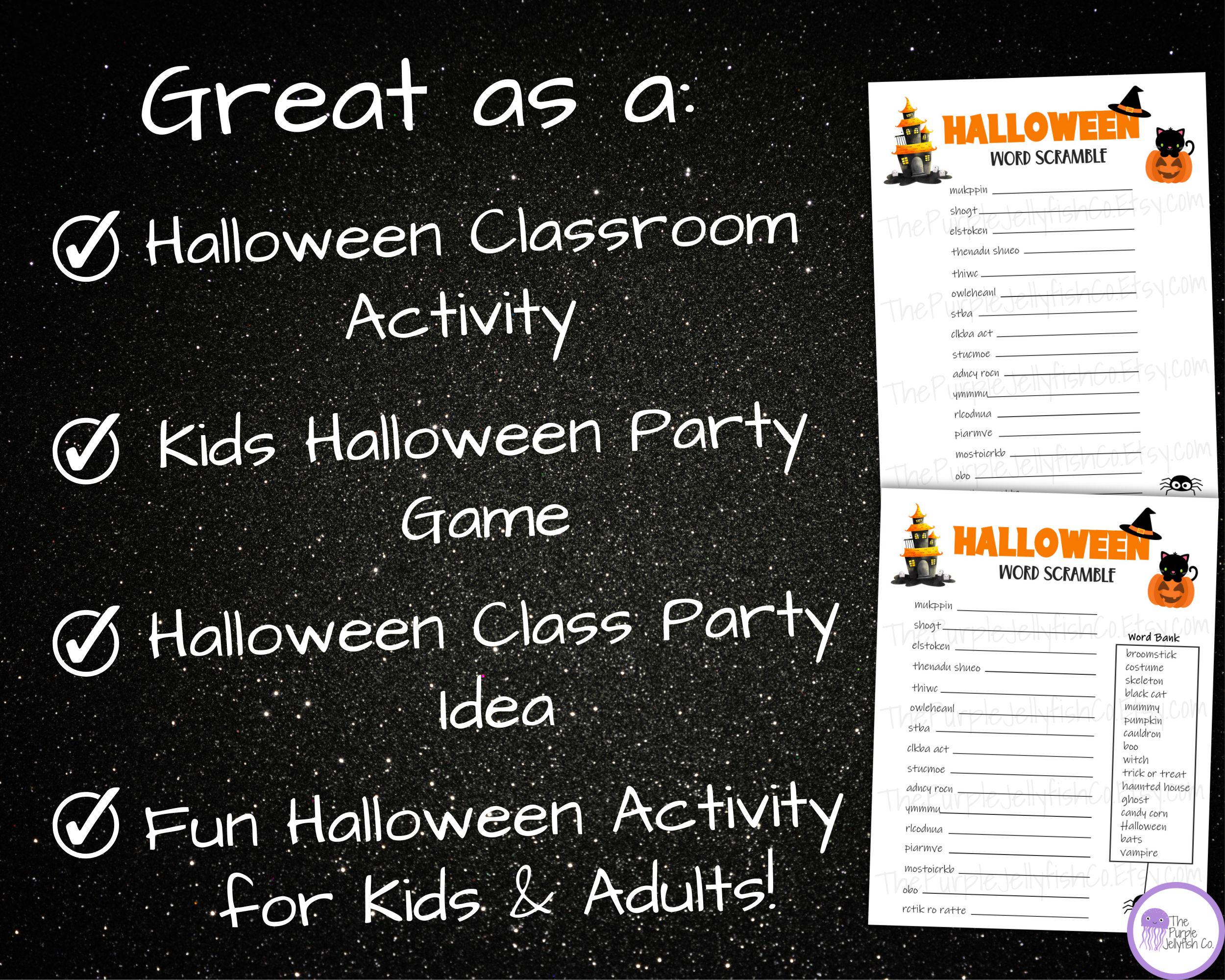 Halloween Word Scramble, Printable Halloween Activity for Kids & Adults ...