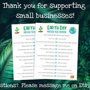 Earth Day Would You Rather Game, This or That Game for Kids, Printable ...