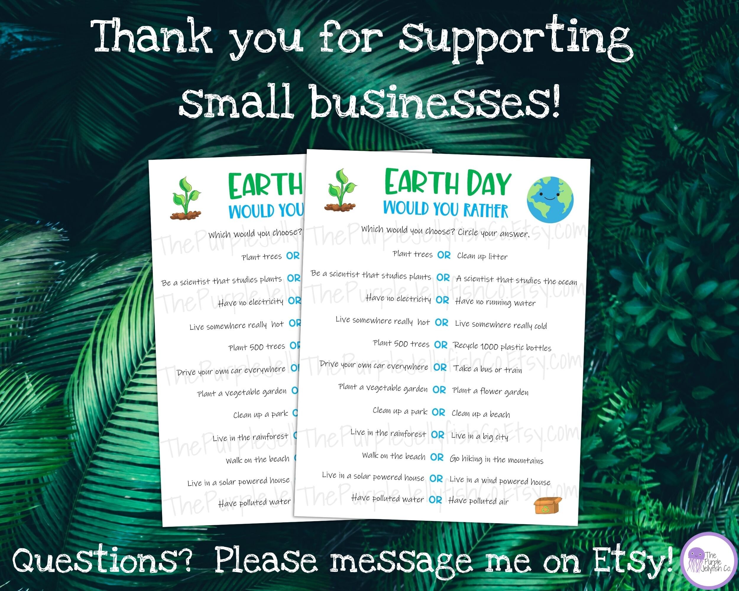 Earth Day Would You Rather Game, This or That Game for Kids, Printable ...