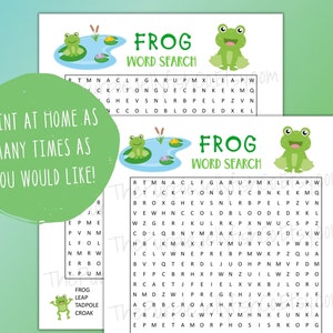 Frog Word Search Printable, Frog Activity for Kids, Word Game, Spring ...