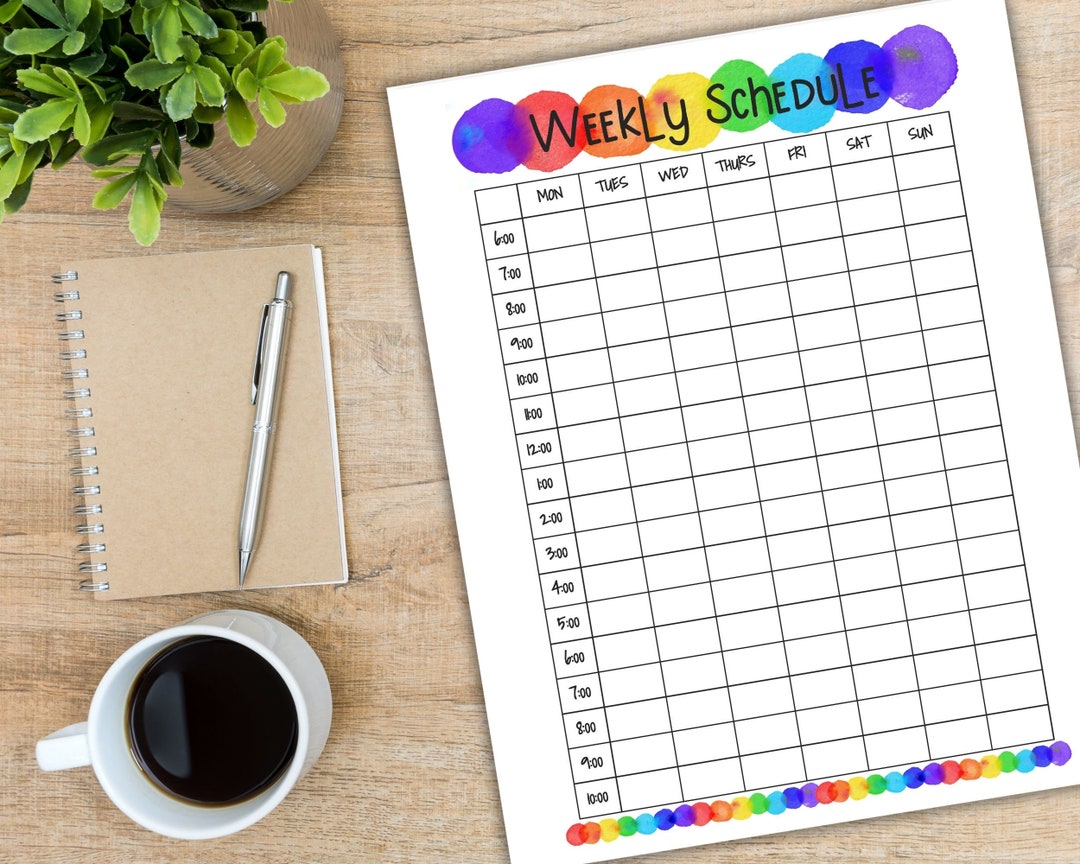 Colorful Printable Weekly Planner Pages Rainbow Dots Daily - Etsy