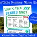 Runner Name Sign and Name Tags, Whats Your Name Game, Running Printable ...
