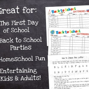 Back to School Scattergories Game Printable Kids First Day of School ...