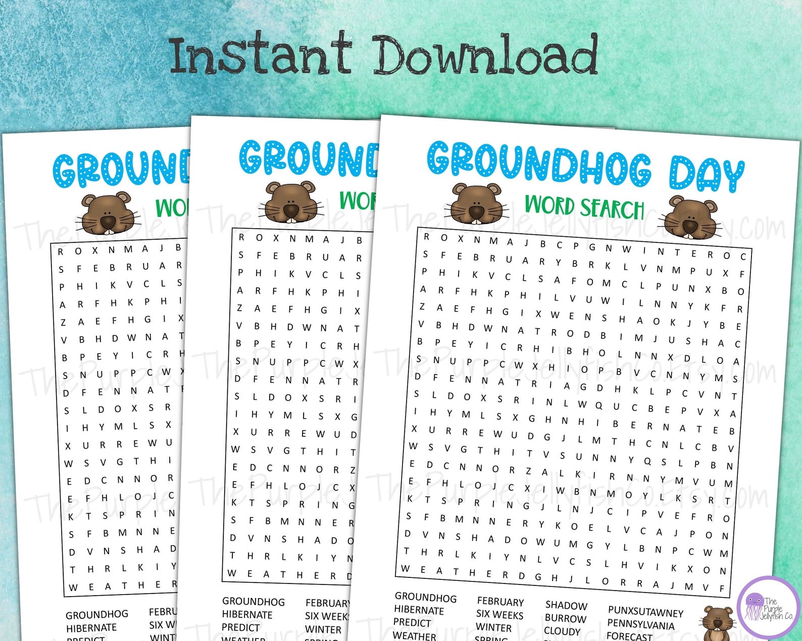 Groundhog Day Word Search Printable, Groundhog Activities, Word Search ...