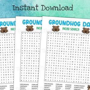Groundhog Day Word Search Printable, Groundhog Activities, Word Search ...