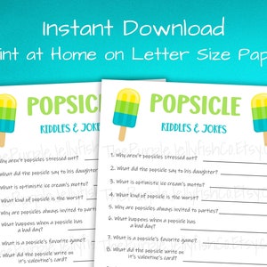 Popsicle Jokes for Kids Summer Activity Printable Popsicle Party Idea ...