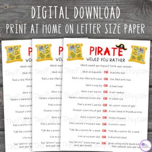 Pirate Would You Rather Game, Talk Like a Pirate Day Activity Printable ...