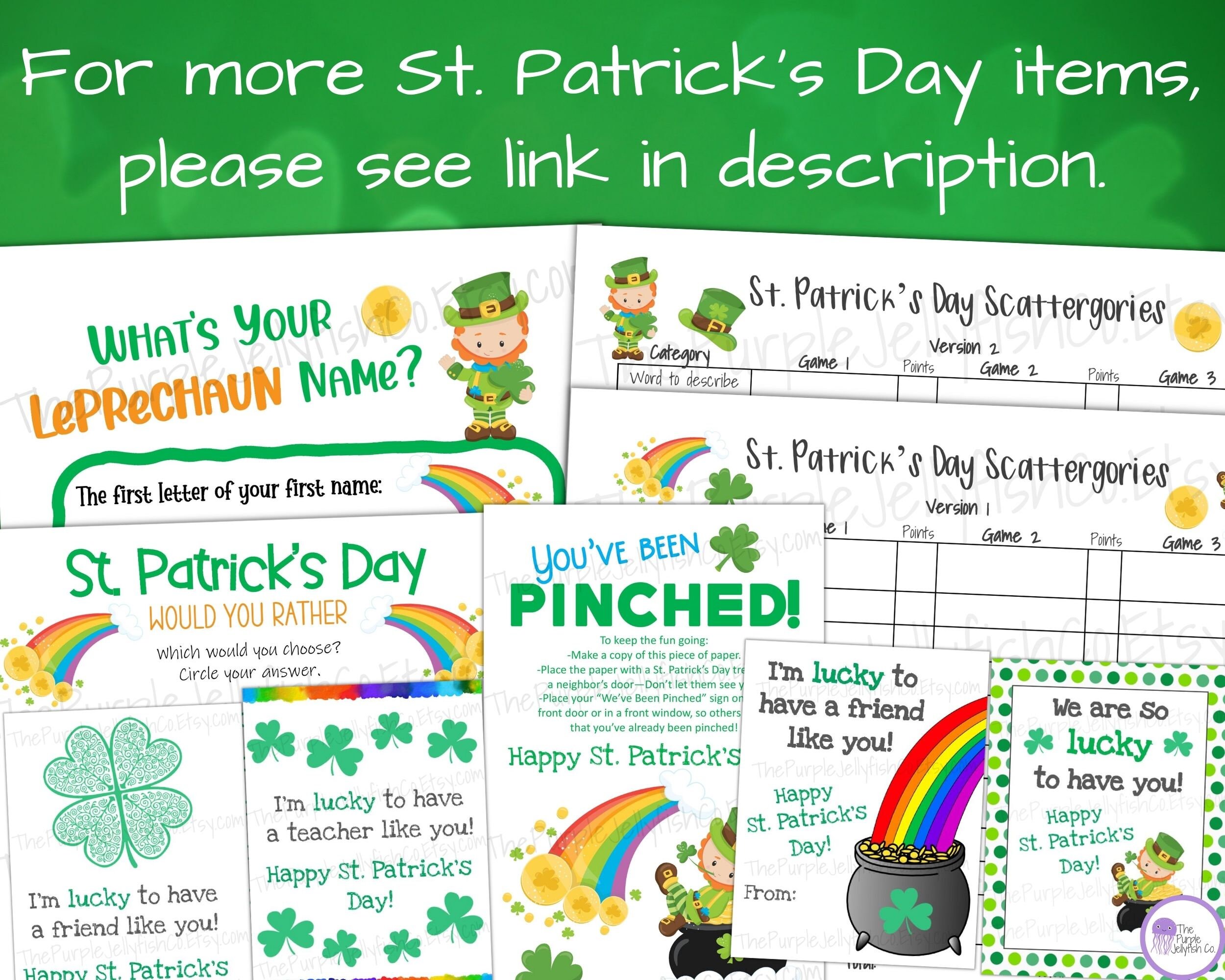 St. Patrick's Day Scattergories Game, Printable St Patricks Day ...