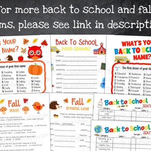 Back to School Activities for Kids Printable Back to School Games ...