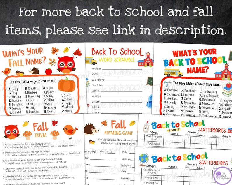 Back to School Activities for Kids Printable Back to School Games ...