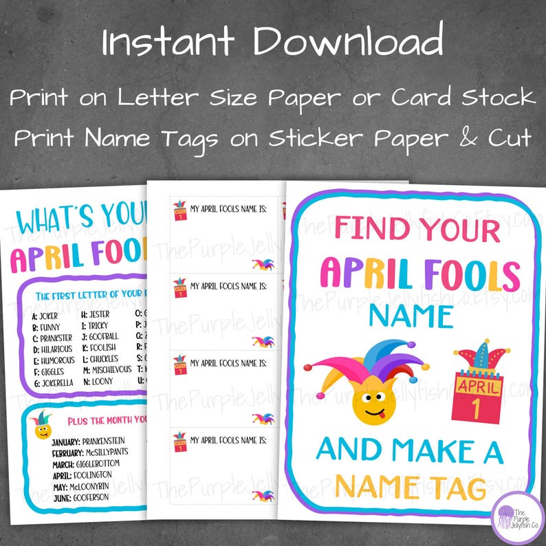 Whats Your April Fools Name Game, Funny April Fools Game for Kids ...