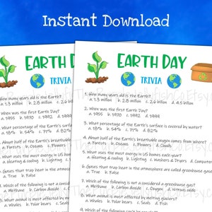 Earth Day Trivia Questions, Printable Earth Day Activity for Kids Teens ...