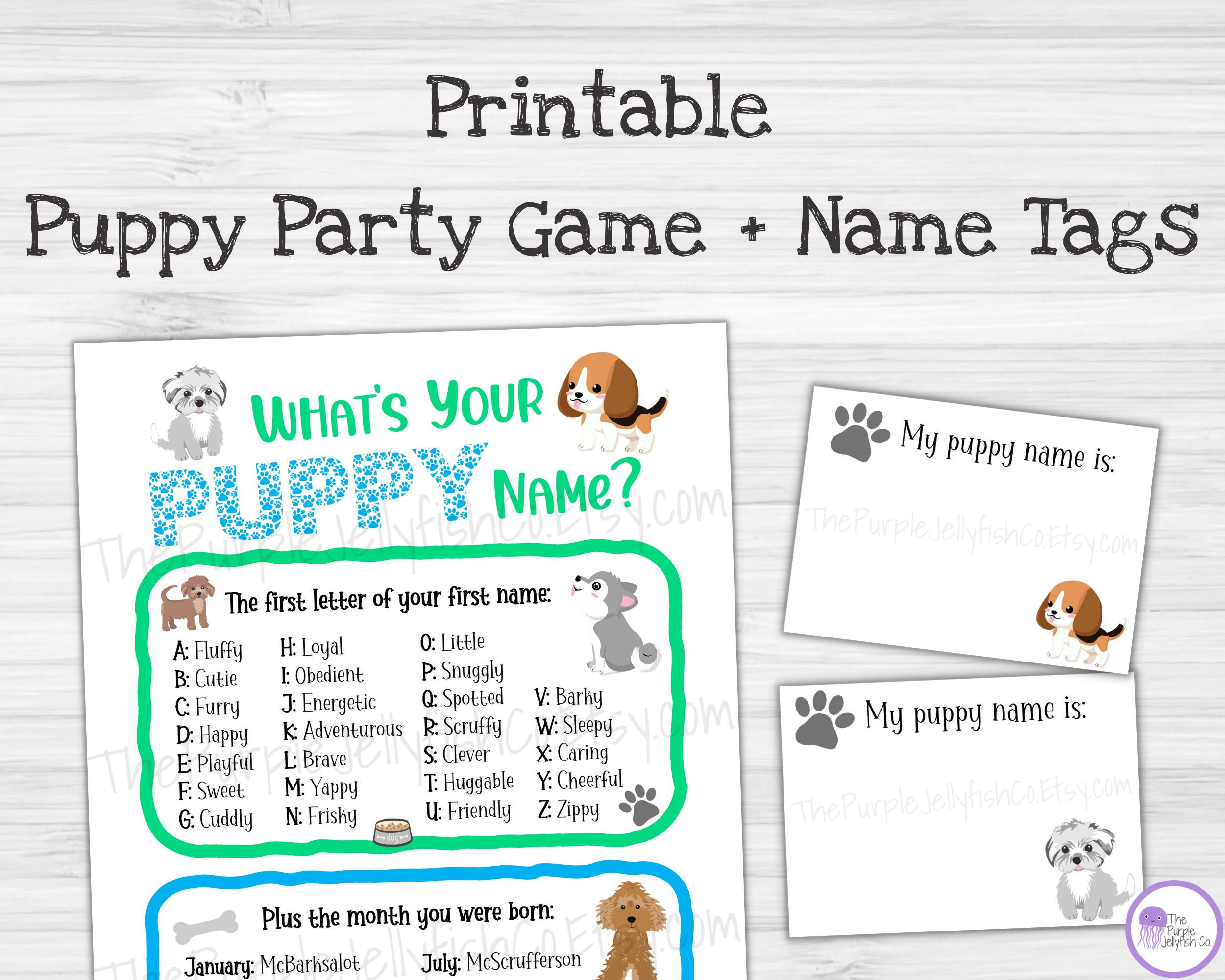 Whats Your Puppy Name Game, Puppy Party Printable, Dog Pawty, Puppy ...