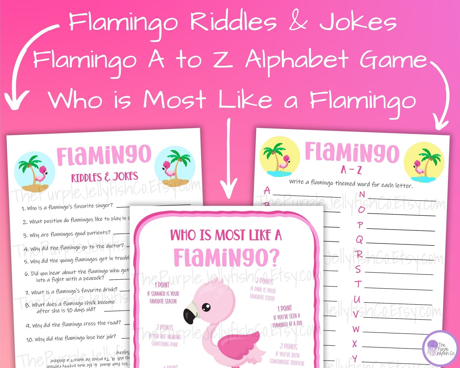 Flamingo Games for Kids & Adults, Flamingo Party Printable Activities ...
