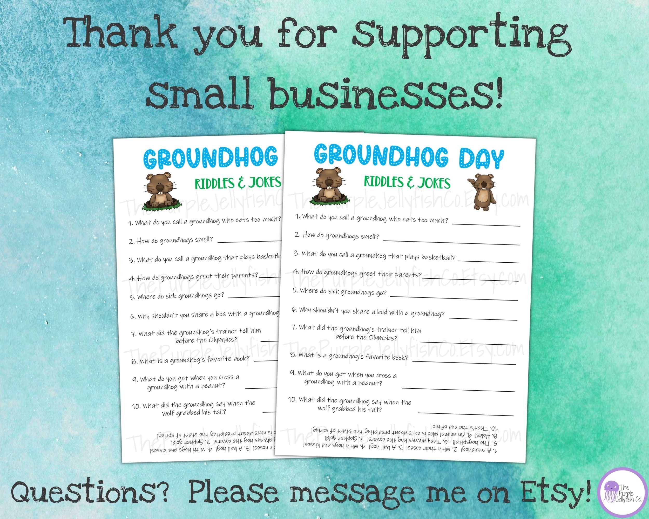 Groundhog Day Jokes, Printable Game for Groundhog Day, Groundhog ...