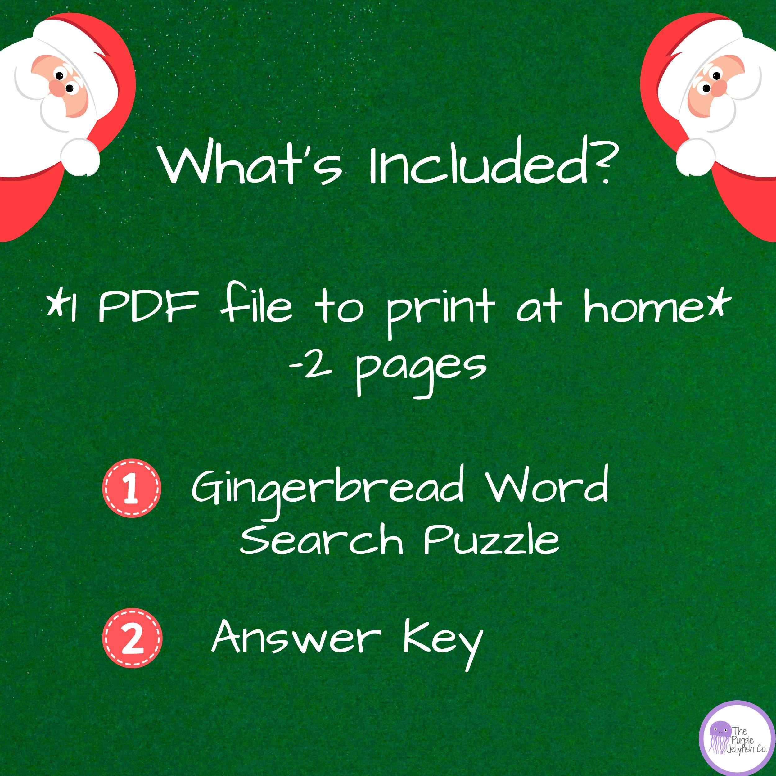 Gingerbread Party Game, Christmas Word Search Puzzle, Christmas ...