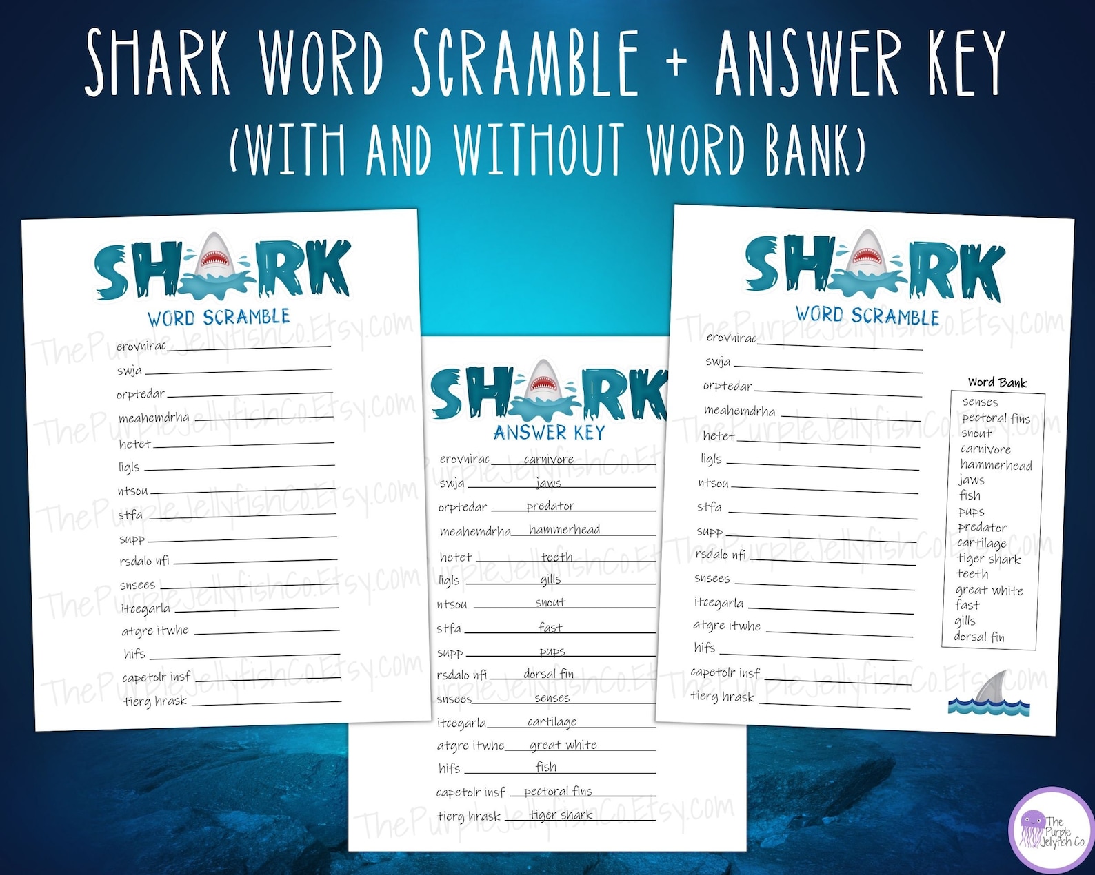 Shark Games Bundle, Shark Birthday Party Ideas, Shark Week Games, Shark ...