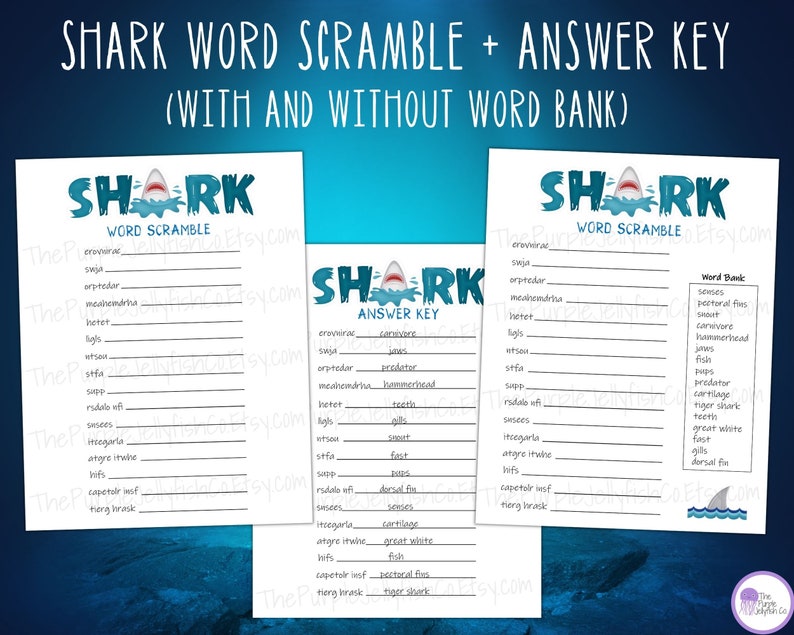 Shark Games Bundle, Shark Birthday Party Ideas, Shark Week Games, Shark ...