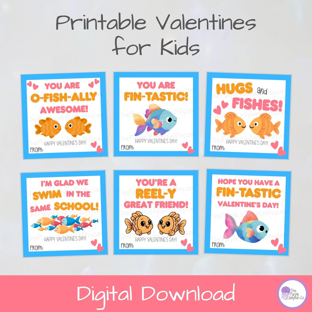Classroom Valentines, Goldfish Valentine Gift Tags, Class Valentines ...