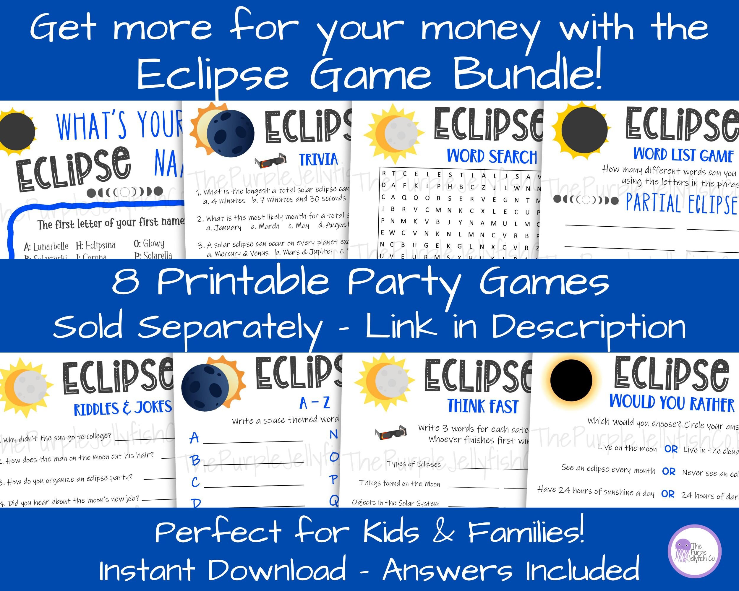 Eclipse Trivia Game for Kids & Adults, Printable Trivia Questions and ...
