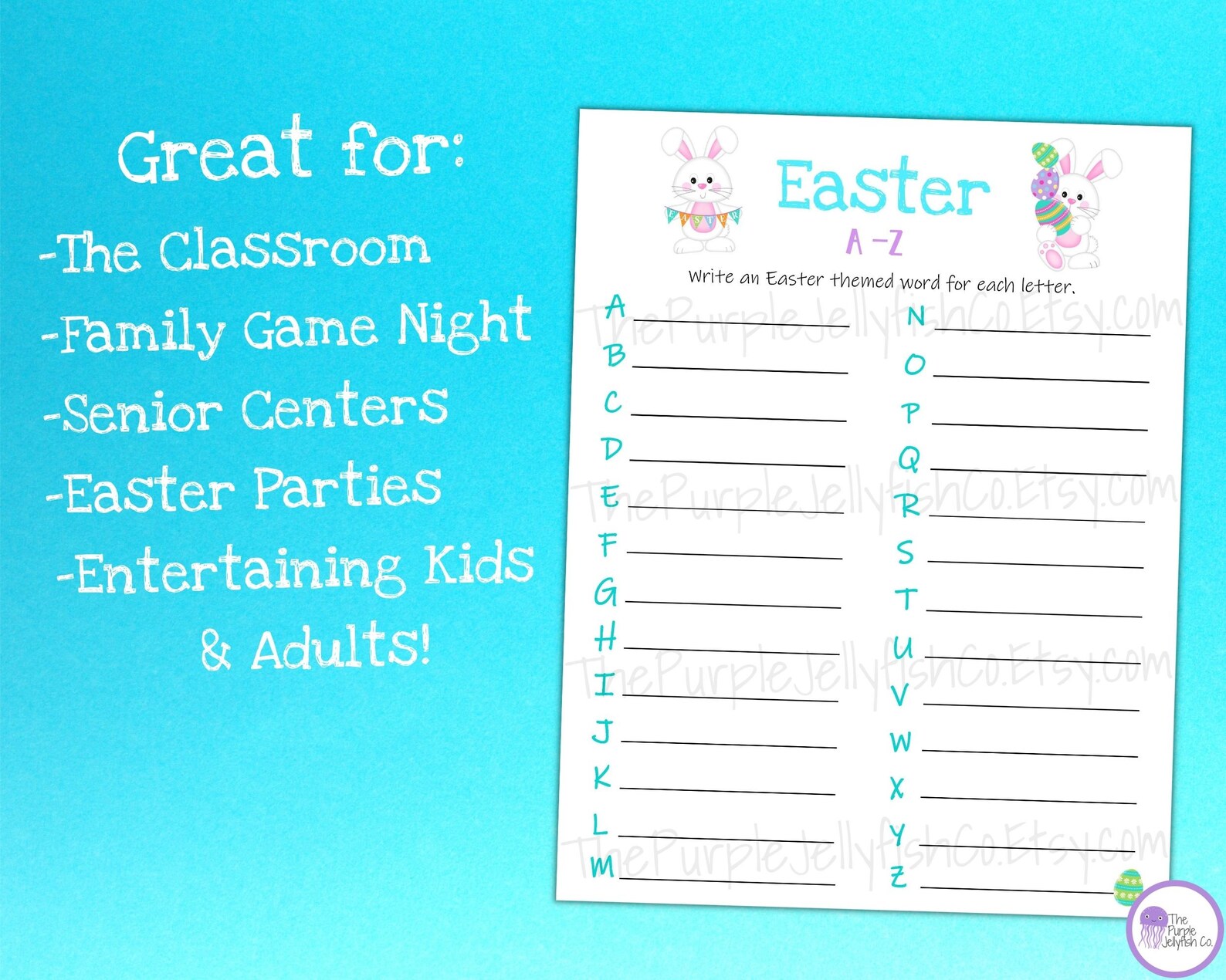 Easter A to Z Game, Printable Easter Activity for Kids, Easter Word ...
