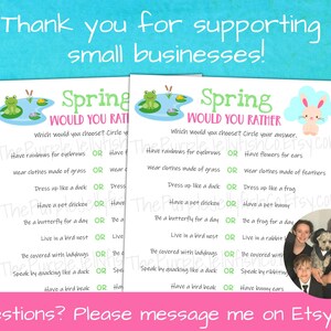 Would You Rather Game Printable Spring Activity for Kids, This or That ...
