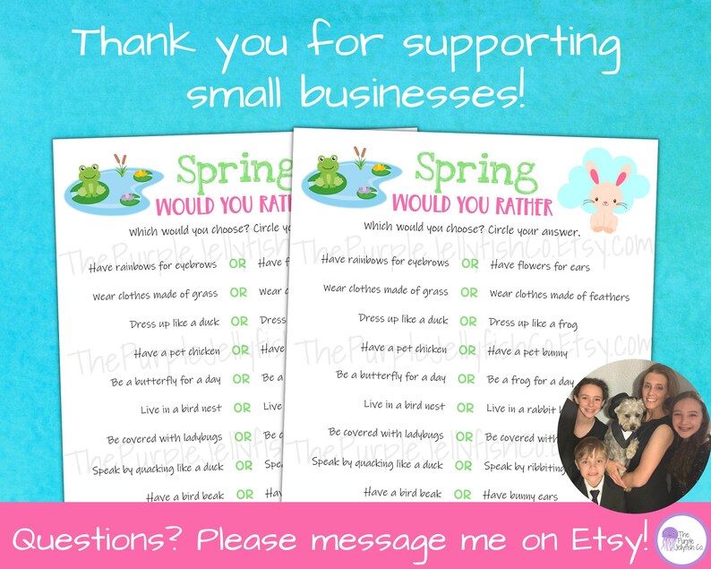 Would You Rather Game Printable Spring Activity for Kids, This or That ...