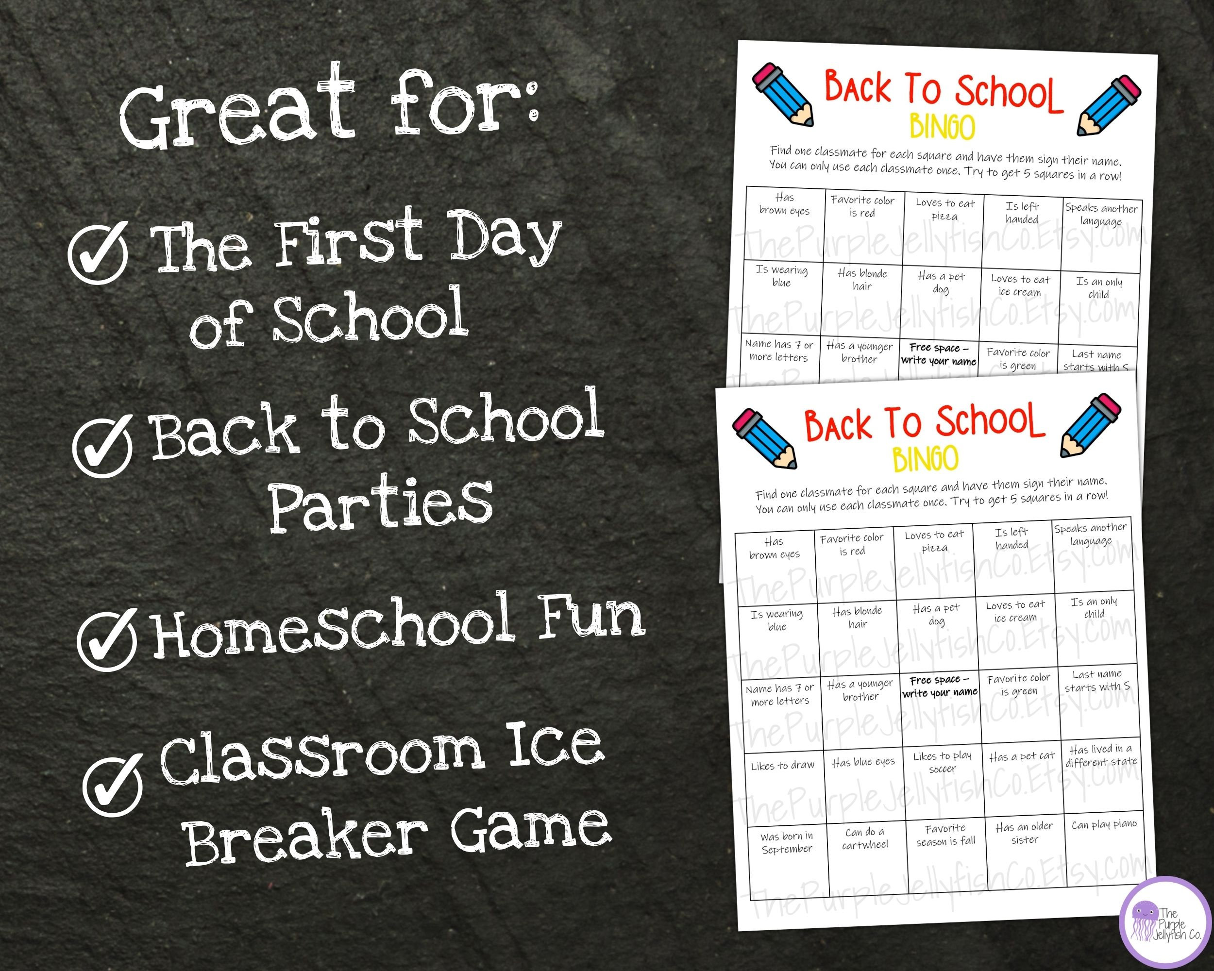Back to School Icebreaker Bingo Game for Kids Printable, Beginning of ...