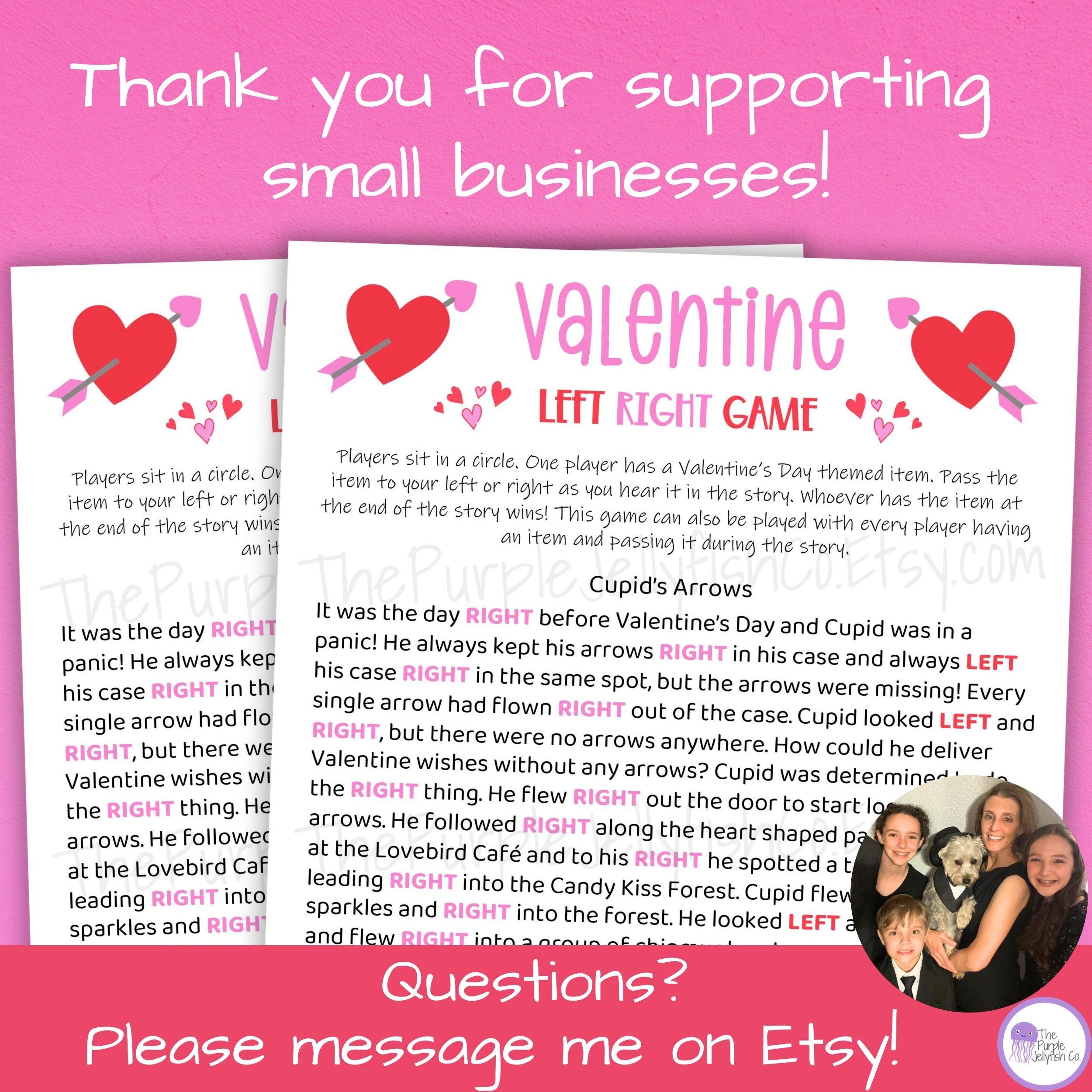 Valentines Day Left Right Game, Valentines Pass the Prize Game ...
