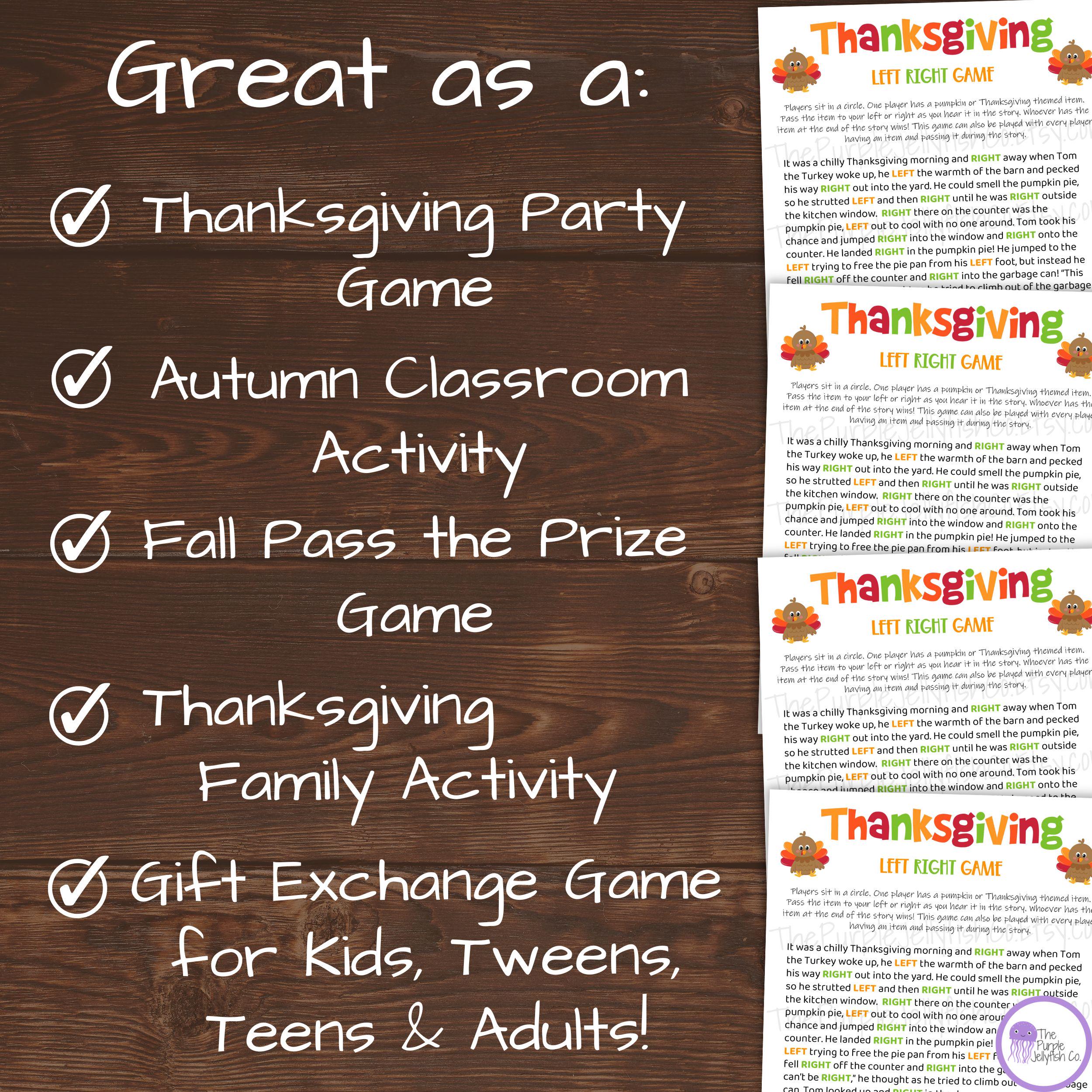 Thanksgiving Left Right Game Printable, Turkey Thanksgiving Activity ...