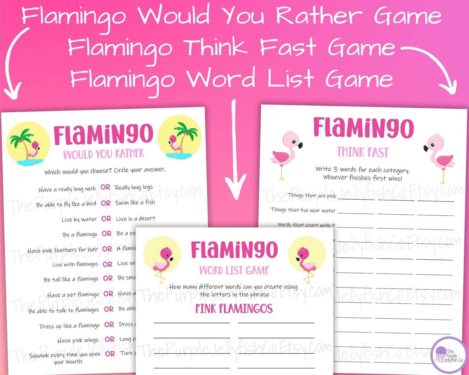 Flamingo Games for Kids & Adults, Flamingo Party Printable Activities ...
