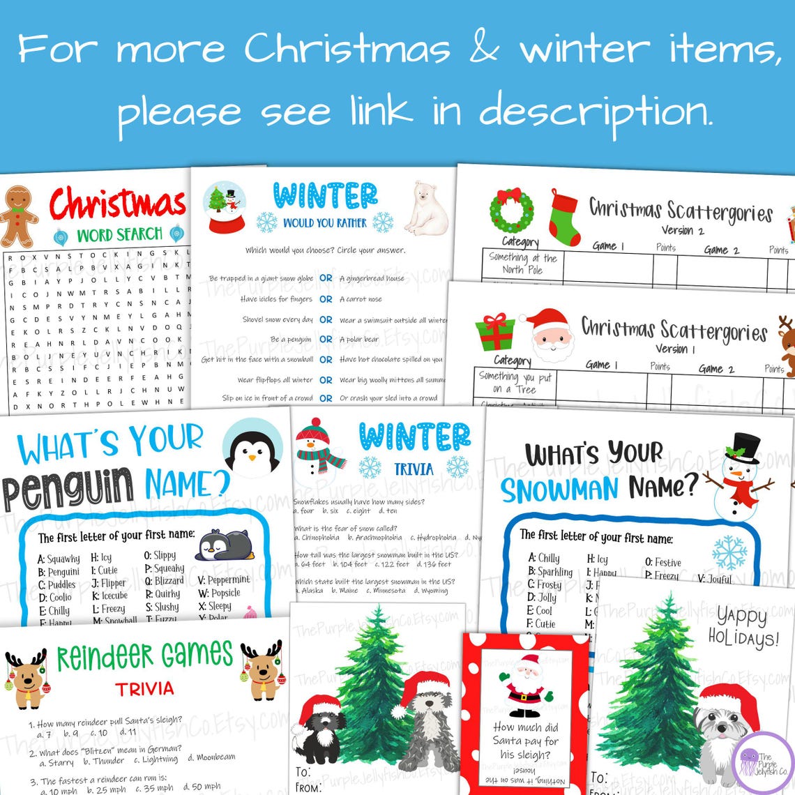 Winter Trivia Game, Winter Party Games, Winter Games for Kids, Winter ...