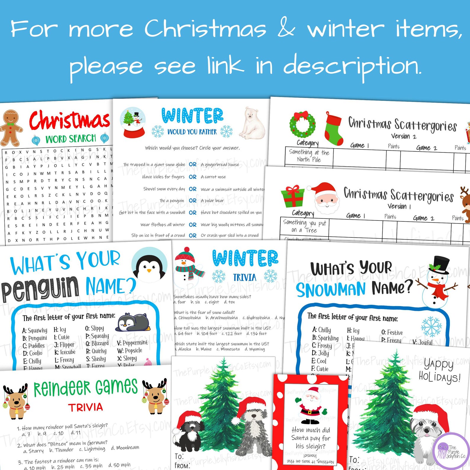 Winter Trivia Game, Winter Party Games, Winter Games for Kids, Winter ...