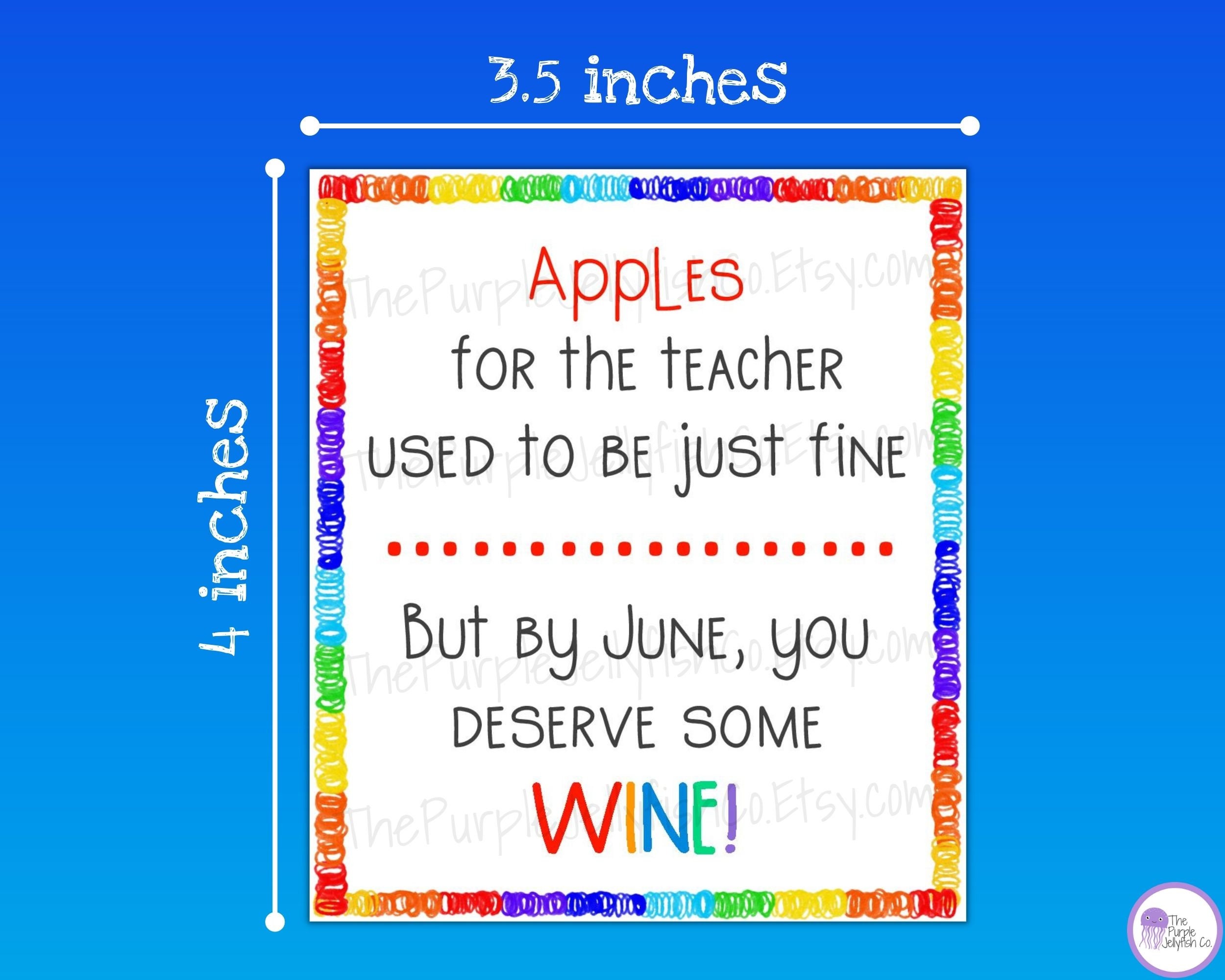 Teacher Wine Tag, Teacher Appreciation Week Gift Idea, End of Year ...