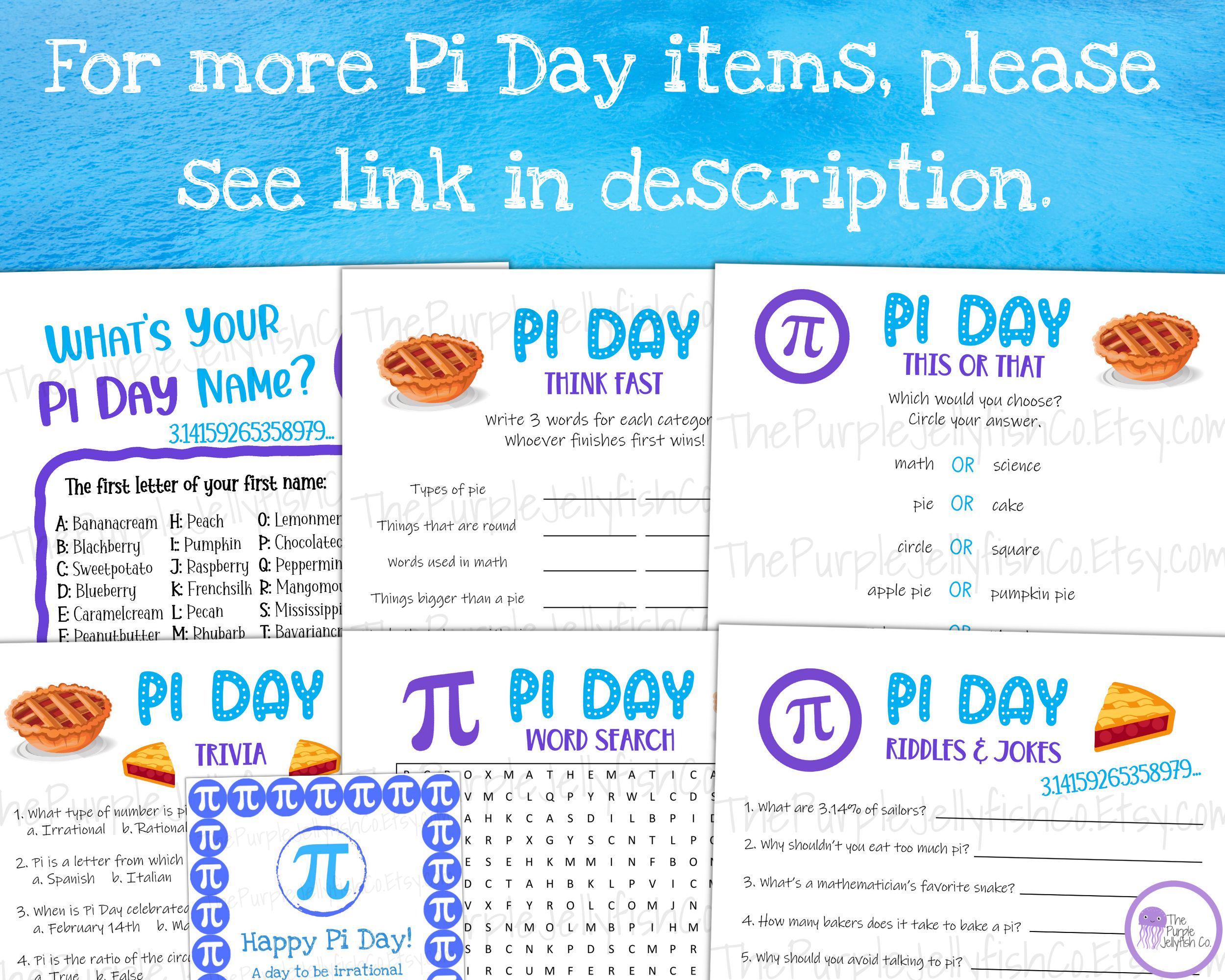 Pi Day Word Games Bundle, Printable Games for Kids, Word Game Printable ...