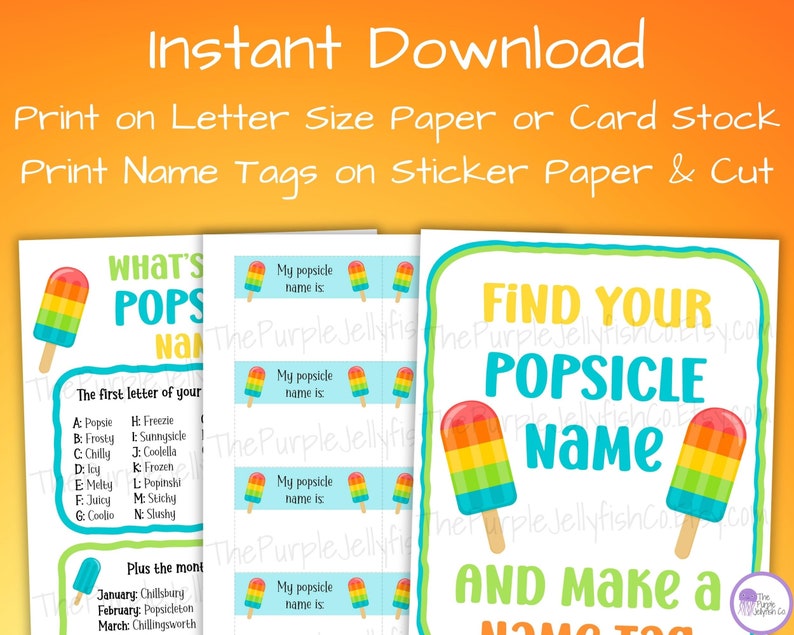 Popsicle Party Idea, What's Your Name Game Sign + Name Tags, Summer ...
