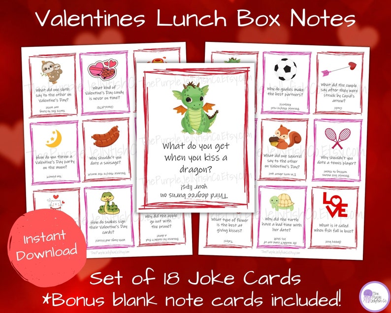 Valentines Lunch Box Notes for Kids Printable Valentine's Day Lunchbox ...