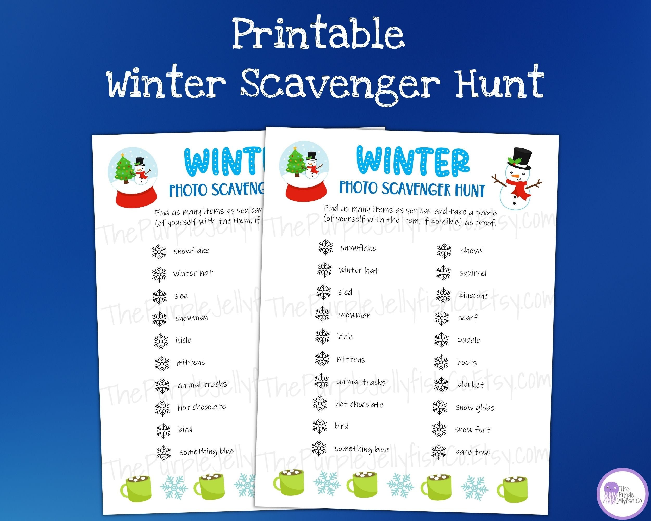 Winter Scavenger Hunt, Printable Winter Activity, Selfie Photo ...