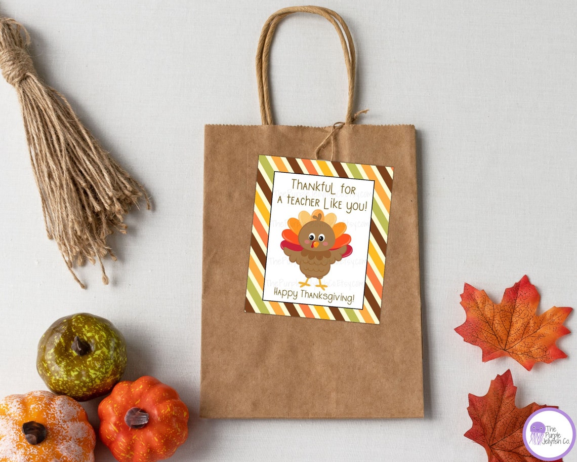 Thankful for Teacher Gift Tag, Thanksgiving Teacher Tag, Teacher ...