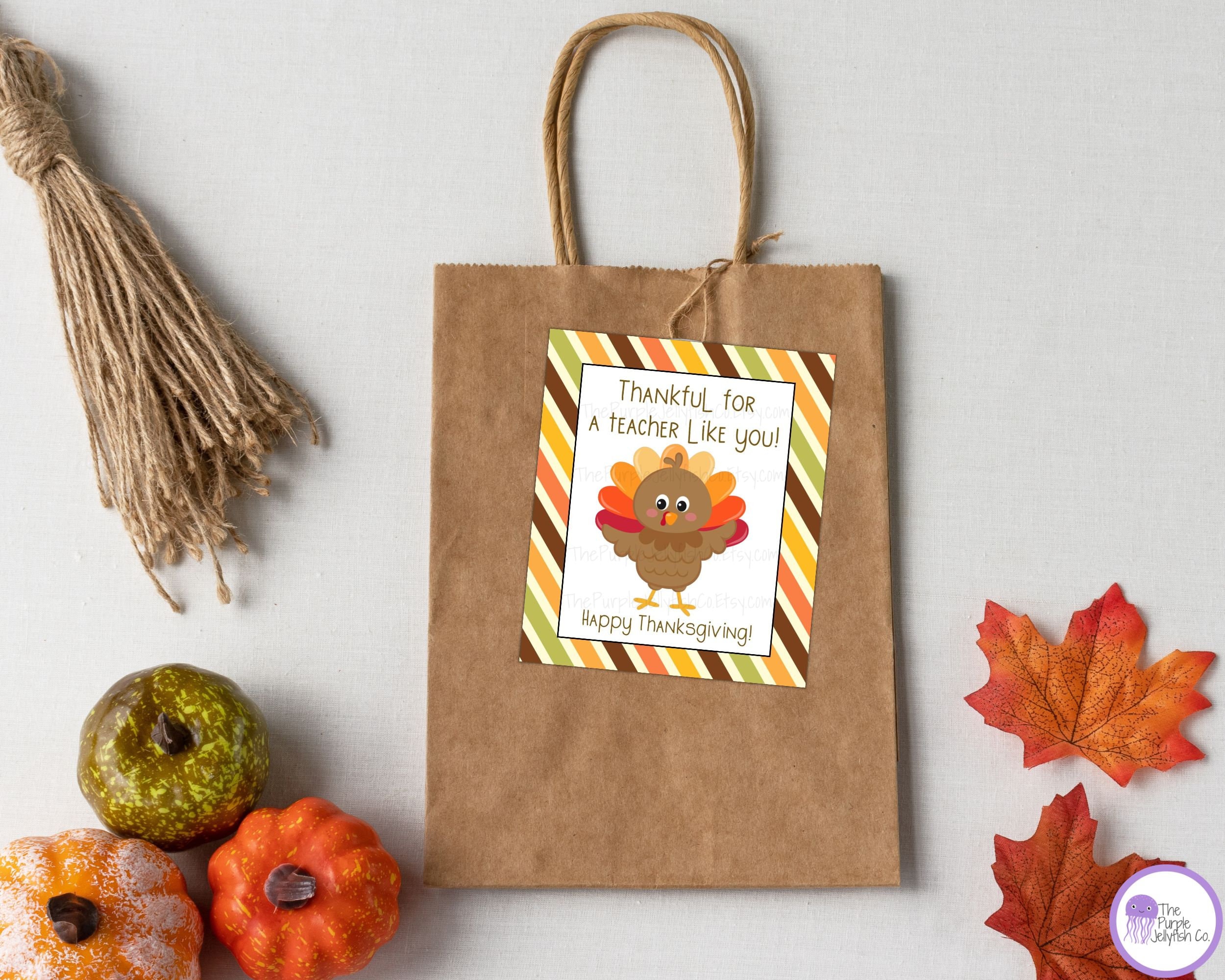 Thankful for Teacher Gift Tag, Thanksgiving Teacher Tag, Teacher ...