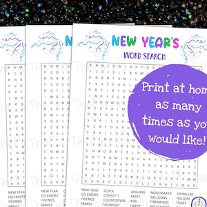 New Years Word Search Printable, New Years Activity for Kids, Word ...